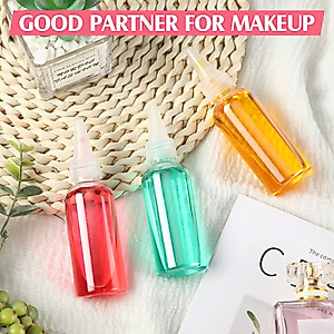 Eccliy 60 Pieces 2 oz 60 ml Plastic Bottles Applicator with Twist Top Cap Pet Refillable Plastic Empty Applicator Bottle for Hair with Clear Twist Top Cap for Hair Oils and Liquids