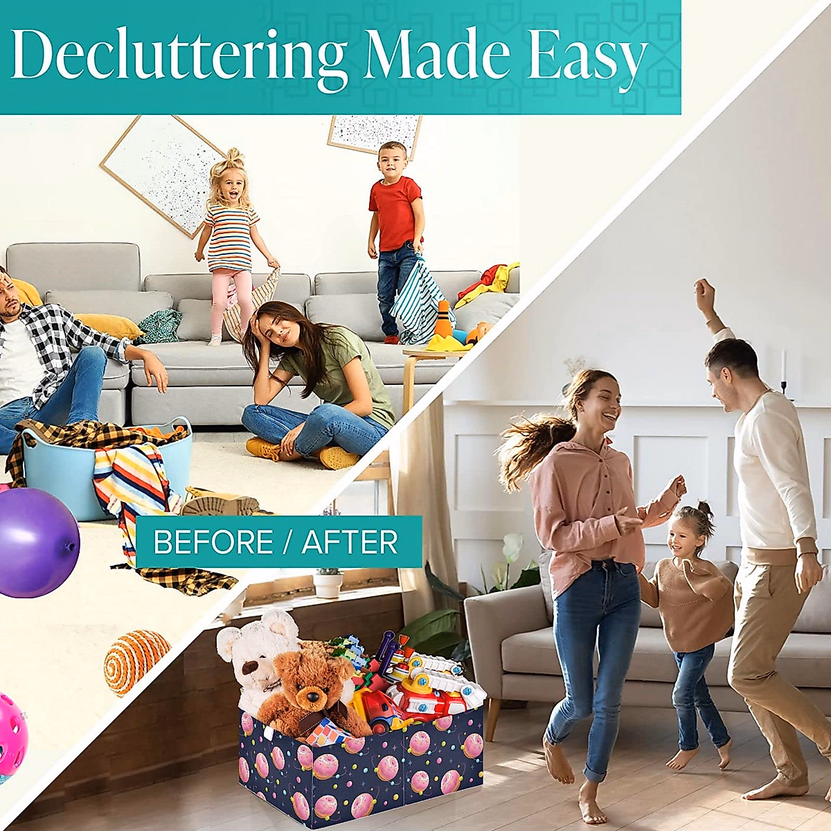 visesunny Closet Baskets Pink Donut Planet Storage Bins Fabric Baskets for Organizing Shelves Foldable Storage Cube Bins for Clothes, Toys, Baby Toiletry, Office Supply