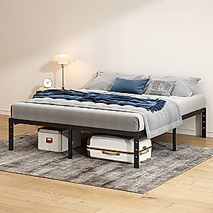 HLIPHA Full Size Metal Platform Bed Frame with Heavy Duty Steel Slat Support,14" Height Easy Assembly Mattress Foundation,No Box Spring Needed,Black