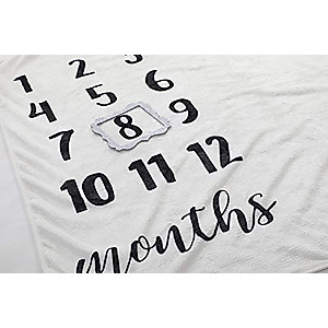 Baby Monthly Milestone Blanket - Organic Plush Fleece Photography Background Prop for Boy Girl Newborn Soft Elephant Blanket with Frame Large 47''x40''