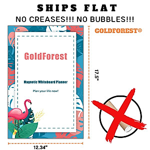 GOLDFOREST® 2024 Fridge Calendar Refrigerator Magnetic Dry Erase Board,17x12" Monthly and Weekly Whiteboard, Daily Organizer Planner/Grocery List, 4 Fine Tips Markers and Free Eraser, New Year Gift