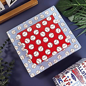 Dtiafu Baseball Wrapping Paper - 12 folded sheets with 4 classic baseball designs - Birthday Wrapping Paper for Boys Kids Men Sport Party - 20 X 28 Inches Per Sheet