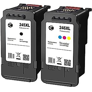 KONGTENBUY- 245xl 246xl Ink Cartridge Replacement for Canon Ink Cartridge 245&246 245xl 246xl Combo Pack Pg-245Xl Cl-246Xl PG-243 CL-244 for Canon Pixma MX492 MX490 MG2522 MG2920 (1Black 1Tri Color)
