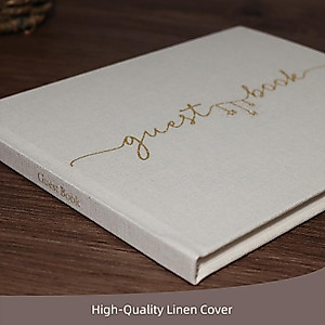 LONLAT Elegant Wedding Guest Book for Wedding Reception, Beautiful Guestbook for Baby Shower and Wedding Decor, 100 Blank Pages for Sign in, Polaroid Pictures and Photos, Linen Cover
