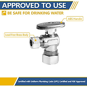 GUOFIS 5 Pack Angle Stop Valve,1/4 Turn Water Shut Off Valves,1/2" Nominal (5/8" OD) Compression Inlet x 3/8" OD Compression Outlet Shut-off Valve for Bathroom Toilet Kitchen Shower Plumbing