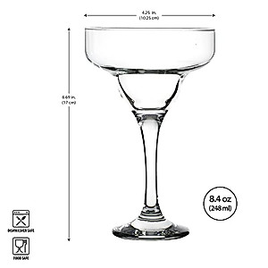 Glaver's Basic Set Of 4 10 oz. Margarita Glasses for Cocktails, Water, Wine, Juice, Dessert, and Everyday Use Crystal Clear Classic Glasses, Dishwasher safe