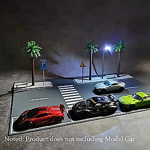 Diorama 1/64 Car Garage Model LED Lighting Car Parking Lot City Road Display Scene Model Toy