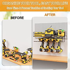 Power Tool Organizer Wall Mounted, Tool Storage Organizer Holder, Heavy Duty Utility Rack, Garage Tool Organizer, Cordless Drill Holder, Pegboard Tool Organization, Tool Shelf for Men,Father’s Day