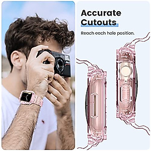 Tensea for Apple Watch Band 38mm 40mm 41mm 42mm 44mm 45mm for Women Men, iWatch Band with Protective Bumper Case, Cute Soft Sport Strap, Cool Wristband Accessories for SE2 Series 8 7 SE 6 5 4 3 2 1