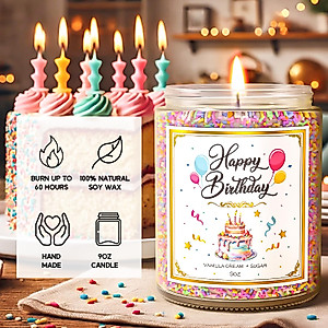 VEGISHINE Birthday Candles Gifts for Women, Birthday Gifts for Women Men, 9 oz Happy Birthday Candle with Vanilla Birthday Cake Scent, Birthday Gifts for Women Friendship Ideas