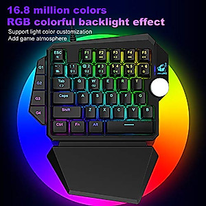 FELICON RGB Gaming Half Keyboard with Detachable Wrist Rest, 39 Programmable Keys Multimedia Knob Professional Rainbow Backlight Mechanical Gaming Keypad Compatible with PC/Xbox/PS4