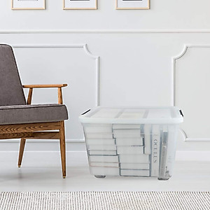 Farmoon 70 Quart Clear Storage Bin with Wheels, Large Plastic Stackable Cotainer Box with Lid, 4 Packs