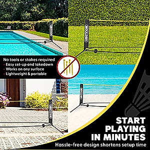 Boulder Badminton Pickleball Net - Height Adjustable Portable Net for Junior Tennis, Kids Volleyball & Soccer, and Backyard Games - Easy Setup Nylon Sports Net with Poles 10 ft/14ft/17ft Wide