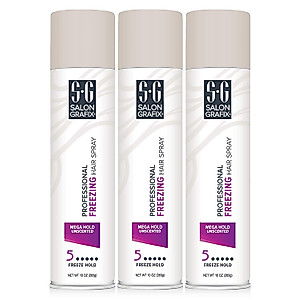Salon Grafix Professional Freezing Hair Spray, Unscented, Mega Hold Styling Mist 10, 10-Ounce Spray Bottle (Pack of 3)