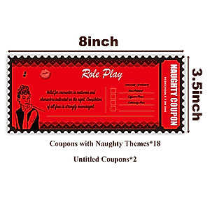 Juccybe Love Naughty Coupons, 20 Pack, Red Lip, Unisex-Adults, Multicolor, Occasions like Valentine's Day, Wedding, Christmas