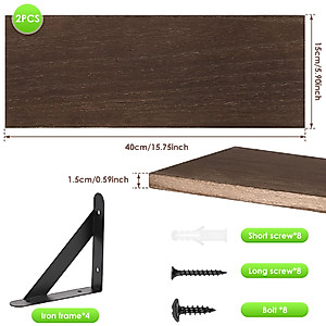 XYDHQS 2Pcs Floating Shelves for Wall, Picture Ledge Shelf, 2 Assembly Options, Wall Mount Wood Wall Shelves for Decor Storage for Bedroom, Living Room, Bathroom and Office Storage (Brown)
