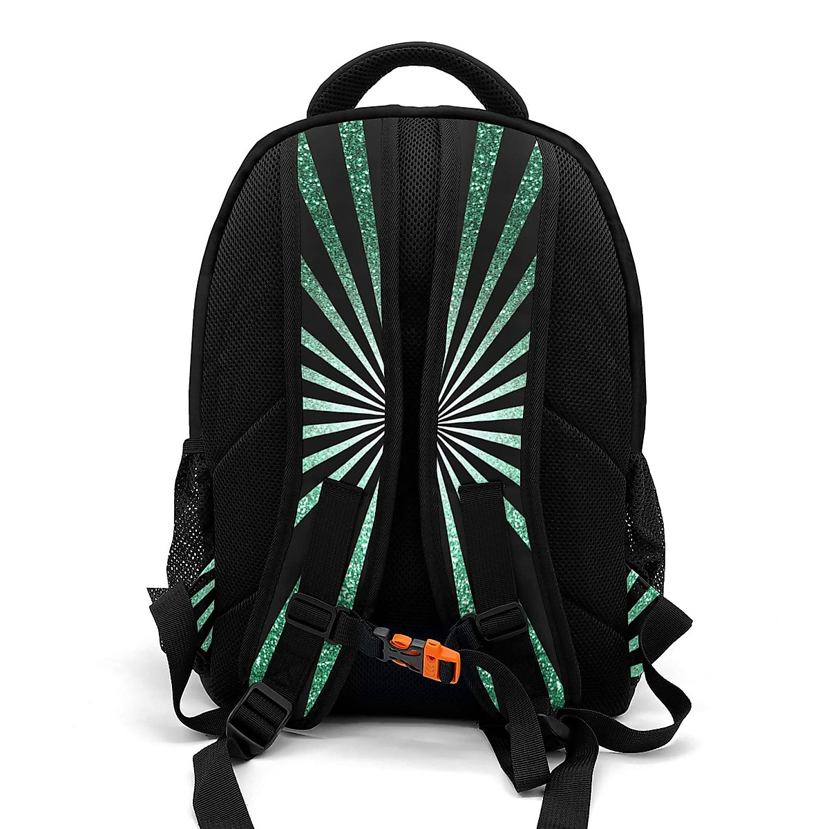 Anneunique Custom Cheerleaders Backpack Custom Multifunctional Waterproof Laptop Bag for Travel Gift Green Bling Sparkly Print Cheer Black