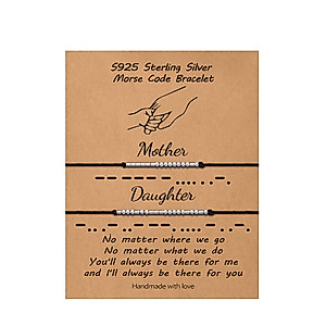 Ieftop Mom Daughter Bracelets Gift, S925 Sterling Silver Mother and Daughter Morse Code Bracelets for Birthday Mother's Day Mother Daughter Gifts Morse Code Bracelets Gifts for Mom from Daughter