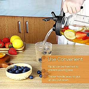 VA1KENE 32 oz Mason Jar Pour Spout Lid - Heavy Duty Glass Pitcher with Lid and Spout,Breast Milk Pitcher Airtight Seal for Freshness and Convenience,Great for Juice,Milk,Coffee,Lemonade,Drink(Black)