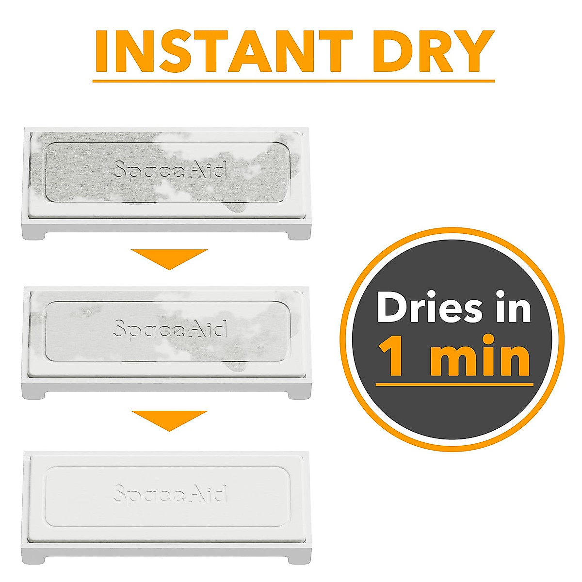 SpaceAid DryingNeat Sink Organizer, Instant Dry Sink Caddy Organizers, Kitchen Sponge Soap Holder Dispenser, Countertop Fast Drying Counter Tray Rack (Bamboo Rack, White)