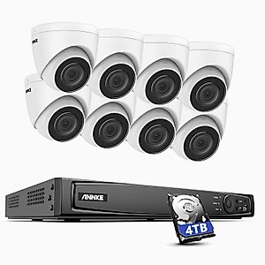 ANNKE 16CH PoE Security Camera System, 8X 3K/5MP Wired Turret IP Cameras with Built-in Microphone, 2.8mm Lens, IP67, 12MP NVR Recorder with 4TB HDD, AI Motion Detection, Compatible with Alexa
