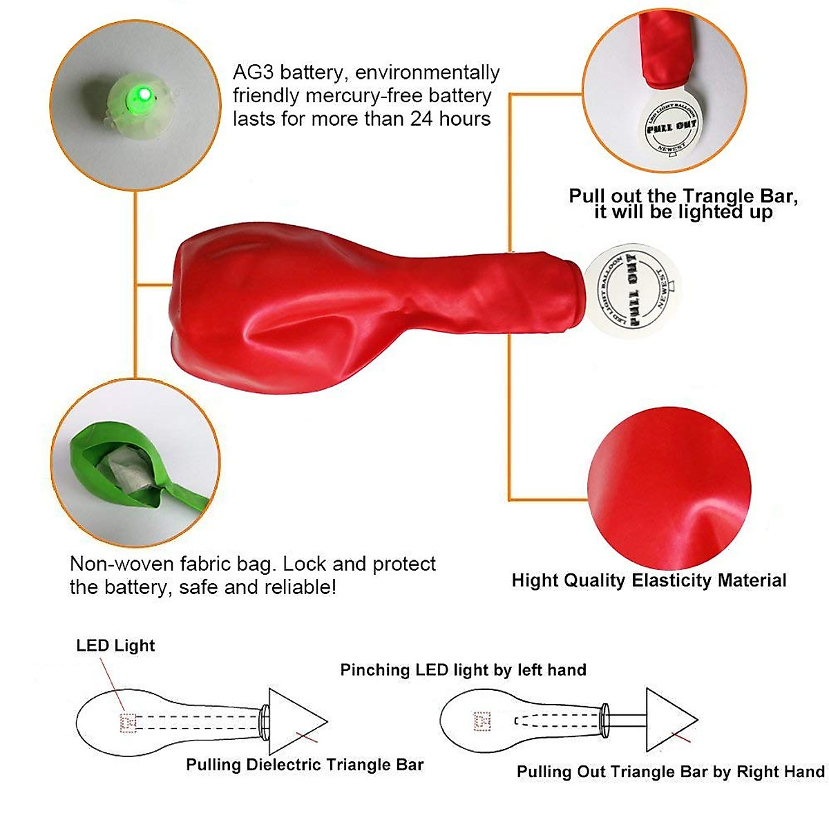 40 Pack LED Light Up Balloons, Mixed-Colors Flashing Party Lights Lasts 12-24 Hours, Glow in the dark For Parties, Birthdays Wedding Decorations And Halloween Christmas Festival,Fillable with Helium