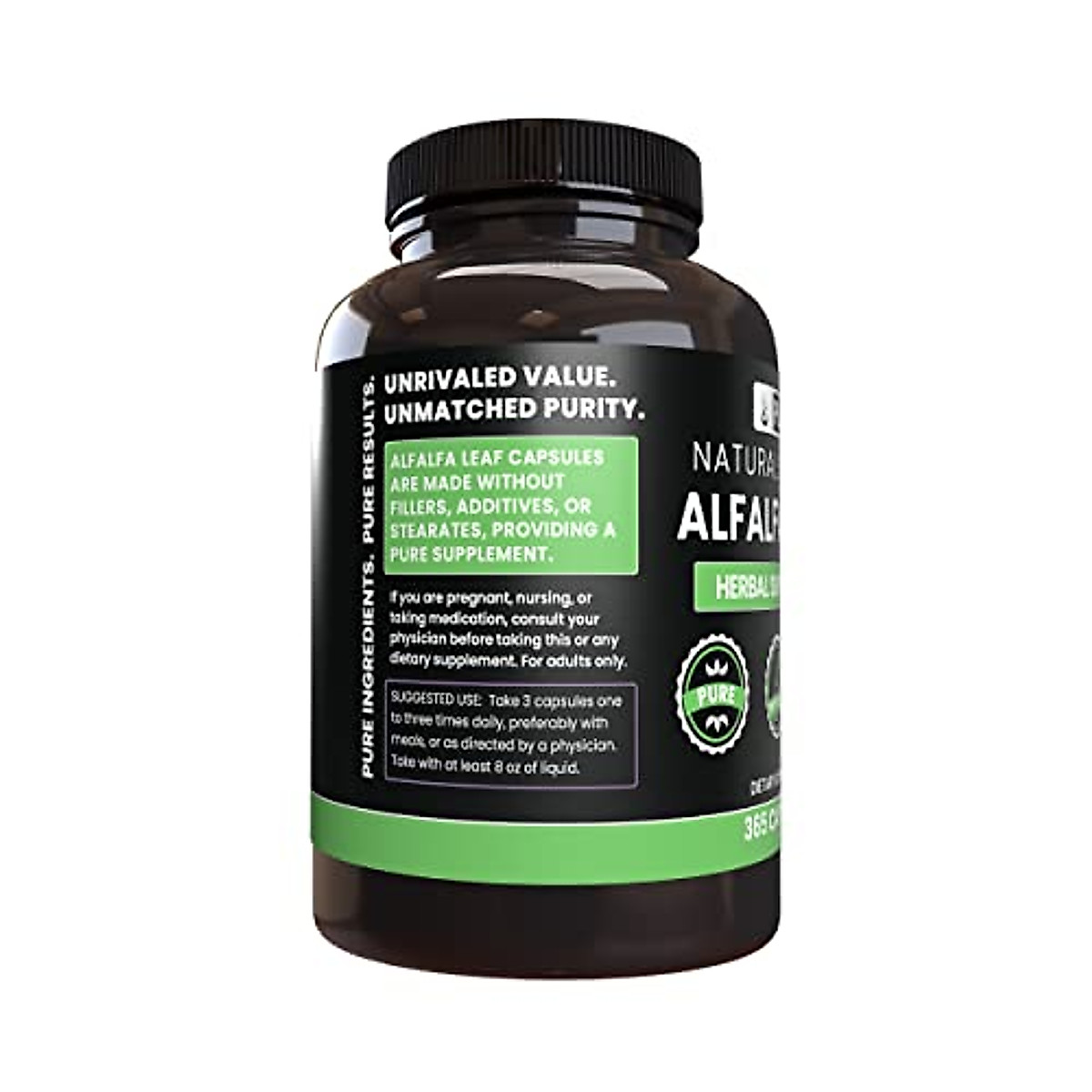 Pure Original Ingredients Alfalfa Leaf (365 Capsules) No Magnesium Or Rice Fillers, Always Pure, Lab Verified