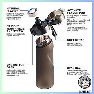 Alpha Fit Scent Water Bottle Starter Set, Water Bottle with Flavor Pods, Water Bottle for School Kids, Black Water Bottle (Black - 1 bottle (22 oz/650 ml) + 3 pods in random flavors)