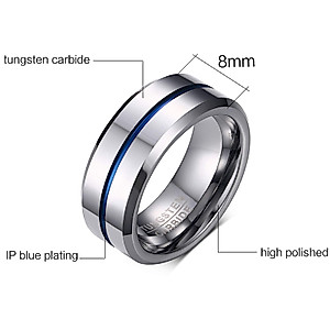 SHELOVES Wedding Rings Set for Couple Womens Cz Sterling Silver Mens Blue Tungsten Bands Him and Her 12+10