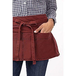 Chef Works Unisex Uptown Waist Apron, Red Navy, One Size