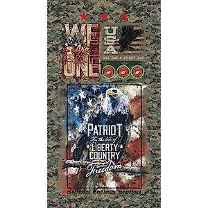 SYKEL ENTERPRISES United States Marines Corp Cotton Panel-US Military Marines Eagle 100% Cotton USMC Quilting Panel by SYKEL