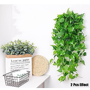 WEISPARK Artificial Hanging Plants - 2pcs Fake Ivy Vine Leaves Kitchen Plants for Wall House Room Garden Wedding Garland Indoor Outdoor Decoration (No Baskets)