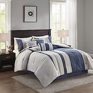 Madison Park Polyester 7 Piece Comforter Set with Solid Microsuede MP10-6851