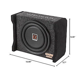 Alphasonik AS8DF 8 inch 600 Watts 4-Ohm Down Fire Shallow Mount Flat Enclosed Sub woofer Slim Thin Loaded Subwoofer Air Tight Sealed Bass Enclosure