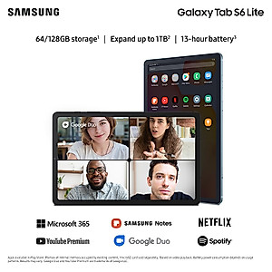SAMSUNG Galaxy Tab S6 Lite 10.4" 64GB Android Tablet, LCD Screen, S Pen Included, Slim Metal Design, AKG Dual Speakers, 8MP Rear Camera, Long Lasting Battery, US Version, 2022, Oxford Gray