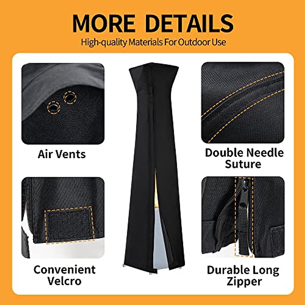 Himal Pyramid Torch Patio Heater Cover,Heavy Duty Fabric With Durable Zipper,Stand-Up Outdoor Waterproof Full Heater Cover,23"L X 23"W X 90"H