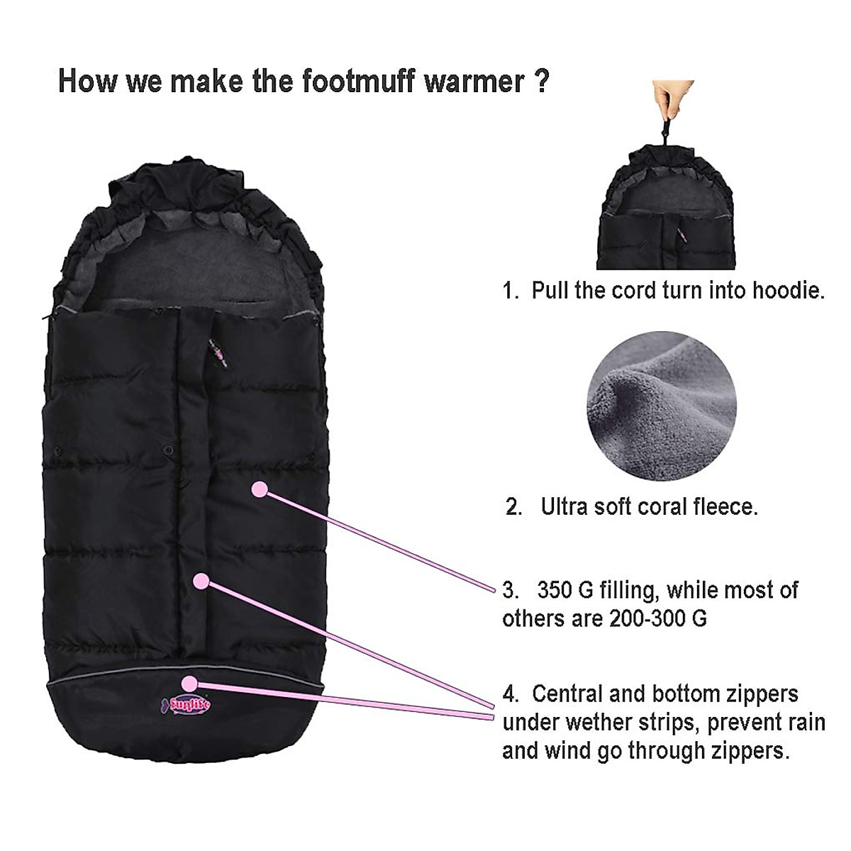 Sunday Anti-kick Stroller Blanket,Toddler Stroller Universal Footmuff Cosy Toes Buggy Pushchair Sleeping Bag Waterproof,Anti-Slip,Extendable,Multifunction Use Stroller Winter Cover