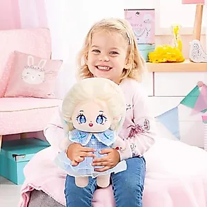 DONTNO 9 Inches Baby Doll Soft Plush Dolls Toy,Plush Pillow Stuffed Dolls Toy Birthday Gifts for Girls Kids(Blue)