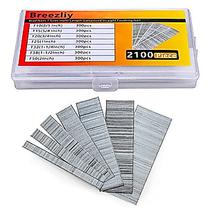 Breezliy 2100 PCS Brad Nails 7 Sizes multi-Length Galvanized Straight Finishing Nail,Each specification has an independent sponge anti-collision packaging