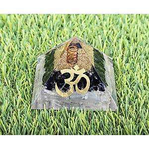 Orgone Pyramid Crystal -Orgonite Crystals -Black Tourmaline & Selenite-for Protection & Positive Energy-Crystal Pyramid for- Chakra Healing Meditation &Crystal Gifts-Orgonite Pyramid