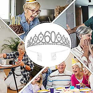 Frcolor Birthday Crowns for Women, Rhinestone Birthday Tiara Happy 60th Birthday Queen Headband with Combs for Mother Grandmother
