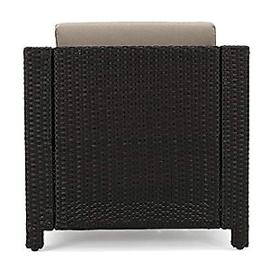 Christopher Knight Home Puerta Outdoor Club Chairs with Water Resistant Cushions, 4-Pcs Set, Dark Brown / Beige