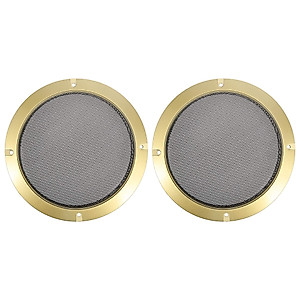 X AUTOHAUX 2pcs 6.5" Gold Tone Car Audio Speaker Cover Mesh Subwoofer Grill Horn Glossy Guard Protector