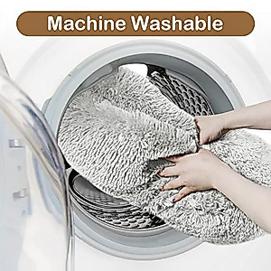 CAPSCEOLL Calming Dog Cat Bed Round Donut Dog Bed Warming Fluffy 20 Inches Anti-Anxiety Bed for Small Medium Dogs and Cats with Non-Slip Bottom,Grey