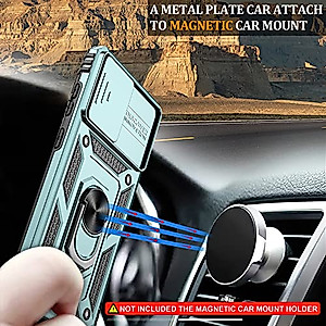 Gritup for Samsung Galaxy S20 5G Case with Slide Camera Cover, Build in 360° Rotating Ring Kickstand [Military Grade] Protective Case for Galaxy S20, Dark Green