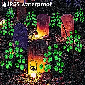 Solar Halloween Decorations Outdoor Scary Skull Stake Lights for Halloween Yard Haunted Graveyard Pathway Lights, Halloween Frightening Decor Lights for All Saints' Day Gravestone Cemetery