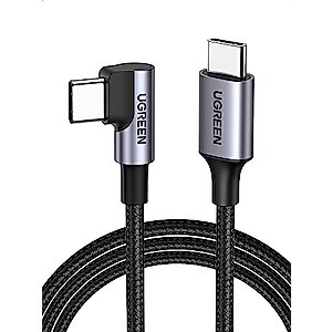 UGREEN 60W USB C to USB C Cable Right Angle USB C Fast Charging Cable Compatible with MacBook Pro/Air, iPad Pro/Mini/Air, Samsung Galaxy S23/S22/Z Fold/Z Flip, Google Pixel, Switch, etc. 3.3FT