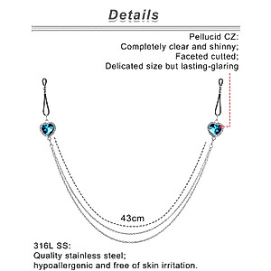 Ocptiy Fake Clamps Piercing Jewelry for Women Men Butterfly Fake belly Chain Cute Stainless Surgical Steel Faux Silver Bar Non-Piercing Clip On Dangle Body Piercing Jewelry for Women