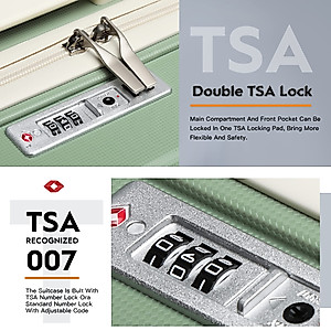 Joyway Luggage Carry On 20inch Lightweight Polypropylene Carrying Case with TSA Lock, Rigid Suitcases Sets with Swivel Wheels,14inch Cosmetic Bag and 7inch Toiletry Matcha Green