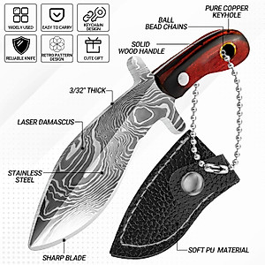 MGZTTHW 5pcs Tiny Knife Keychain, Mini Pocket Knives Chef, Cute Portable Tiny Pocket knife Pendant with Sheath Package Opener Outdoor Camping Box Cutter Tiny Things for Gifts for Christmas